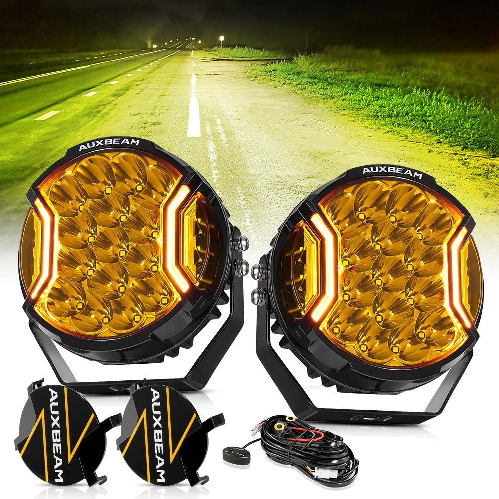 7 INCH 226W LED SIDE SHOOTER AMBER POD LIGHTS WITH AMBER DRL – SLBSTORE